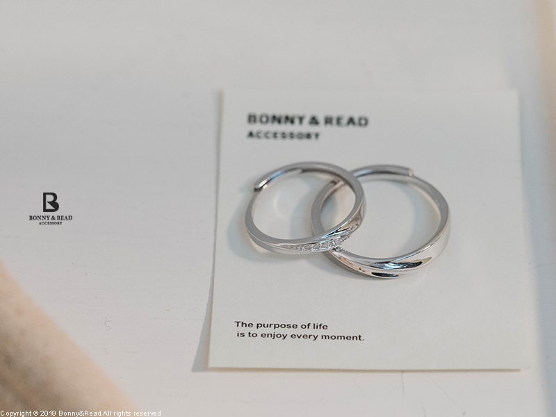 【BONNY&READ飾品】 純銀 排鑽 可微調 情侶對戒組 再一次親吻情侶戒指組 | LINE 禮物