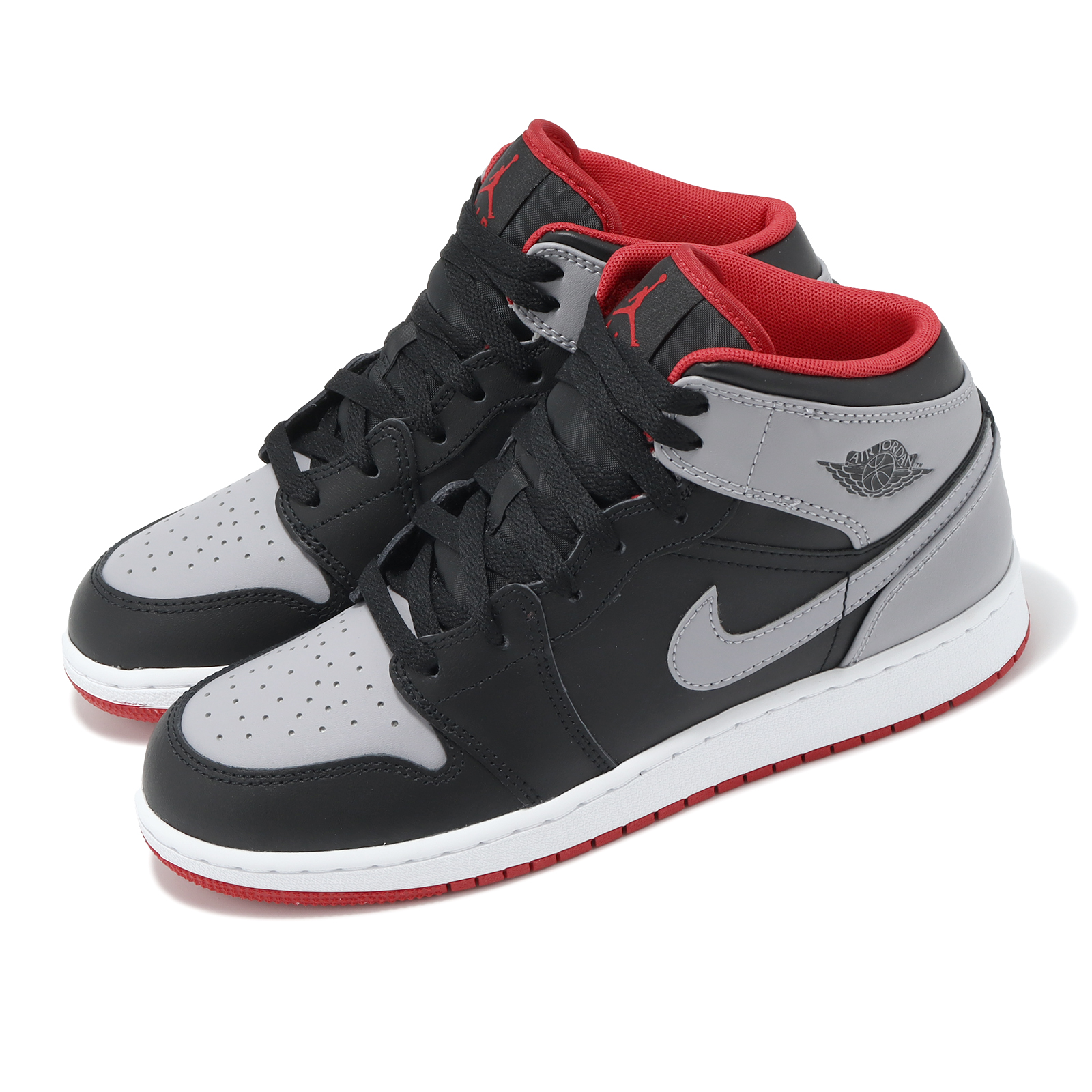 [ACS] Nike 休閒鞋 Air Jordan 1 Mid GS 大童 女鞋 影灰 黑 AJ1 中筒 經典 皮革 DQ8423-006 ...