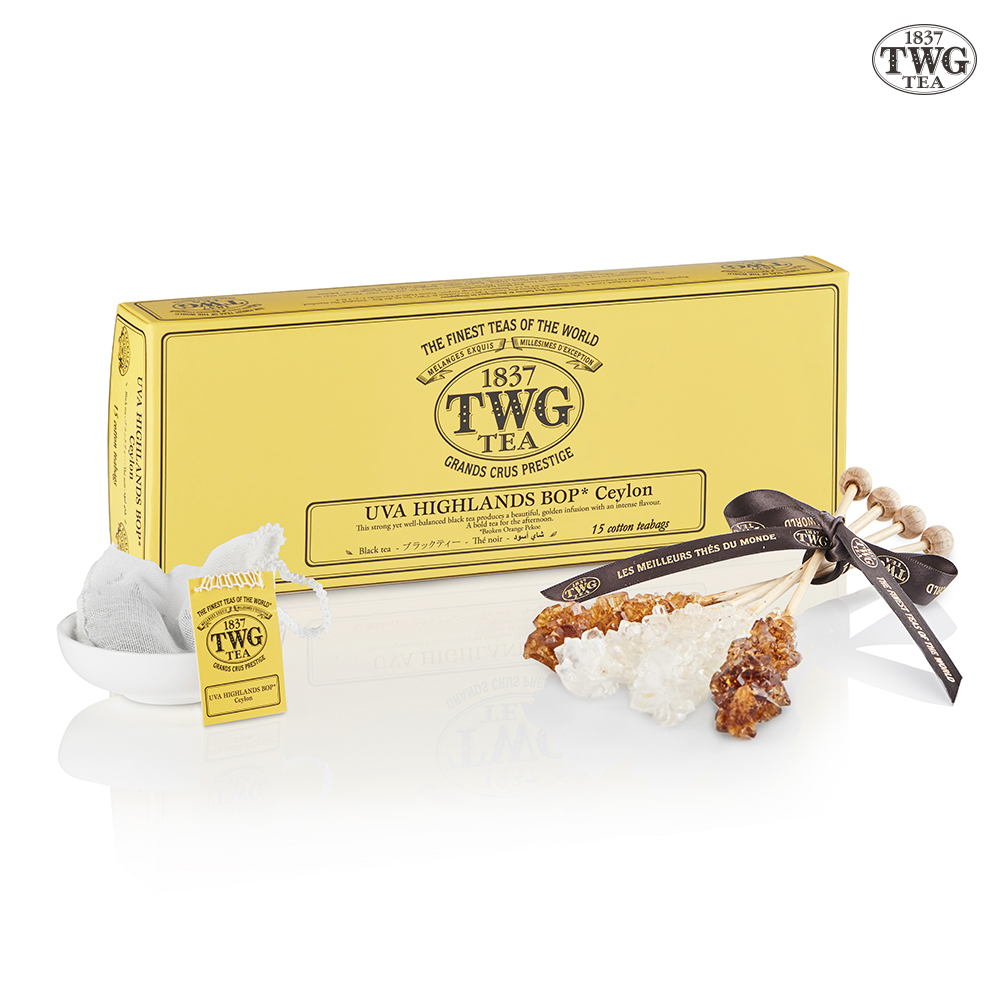 【TWG Tea】 手工純棉茶包禮物組 精選黑茶 (8種口味任選 15包/盒+茶碟+茶糖棒) | LINE 禮物