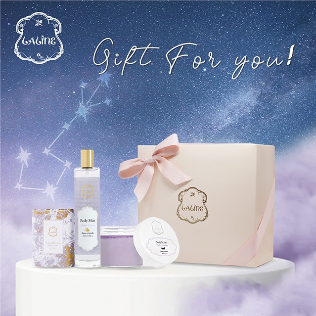 【Laline】紫藤琥珀極致完美禮盒(紫藤琥珀柔身體磨砂膏 240g + 香氛皂 + 身體香氛噴霧100ml + M禮盒)｜ LINE禮物獨家組 | LINE 禮物