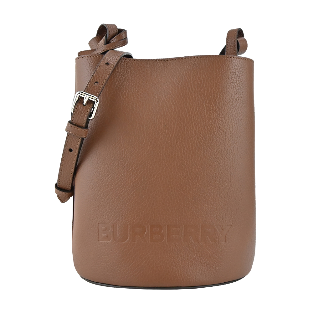 [平輸版]BURBERRY 新款LORNE 壓印LOGO荔枝牛皮斜背/水桶包(棕色)真品平輸 | LINE 禮物