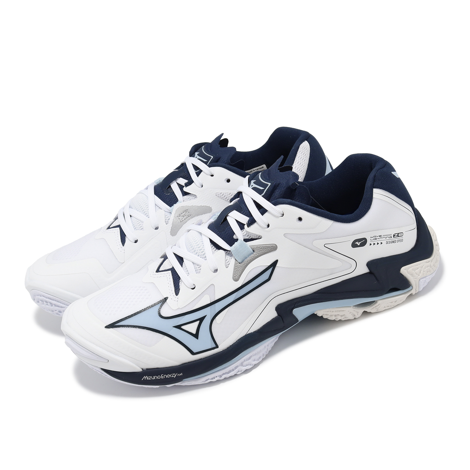 [ACS] Mizuno 排球鞋 Wave Lightning Z8 男鞋 白 藍 緩震 羽球 桌球 低筒 美津濃 V1GA2400-53 ...