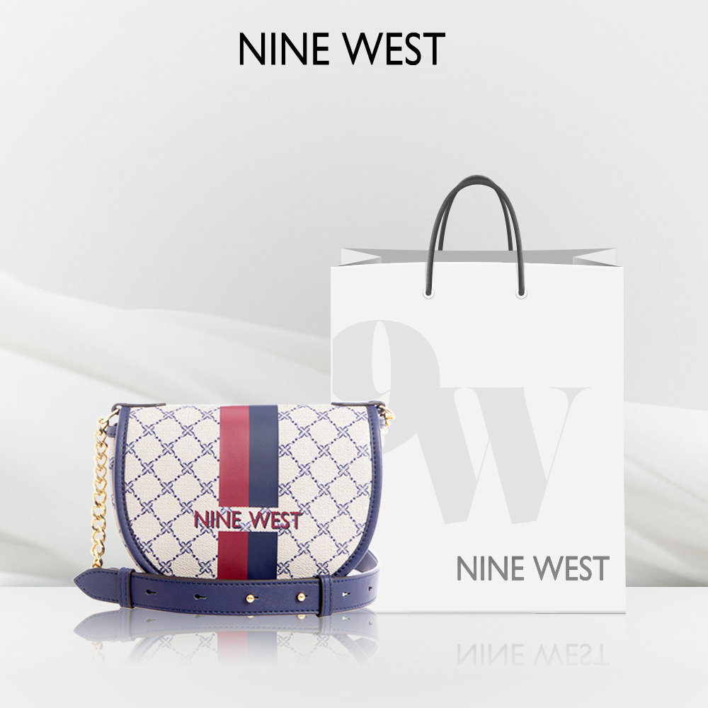 【NINE WEST】DELAINE LOGO直紋馬鞍包-藍色(127313) | LINE 禮物