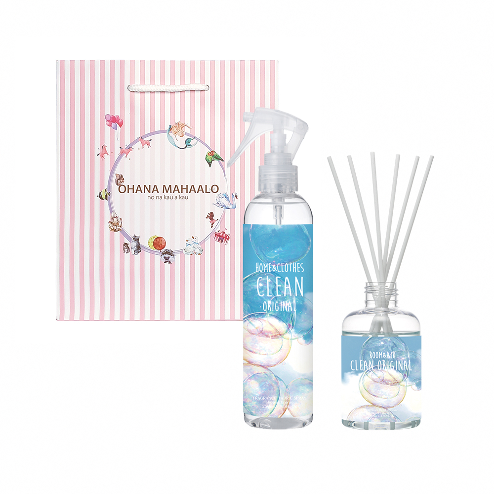 【盛夏之夜】CLEAN純境 深呼吸 小清新擴香瓶130ml+衣物環境清新噴霧250ml+Kosuiya品牌LOGO身體系列紙袋 | LINE 禮物