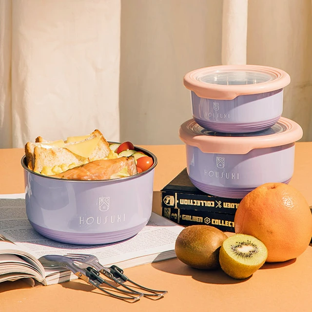 【HOUSUXI】撞色款-不鏽鋼雙層隔熱碗1200ml(共五色) | LINE 禮物