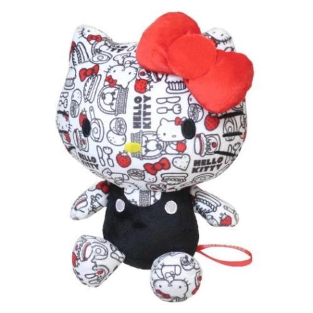 【小禮堂】Hello Kitty 玩偶娃娃 黑衣款 (50週年 滿版花紋款) | LINE 禮物