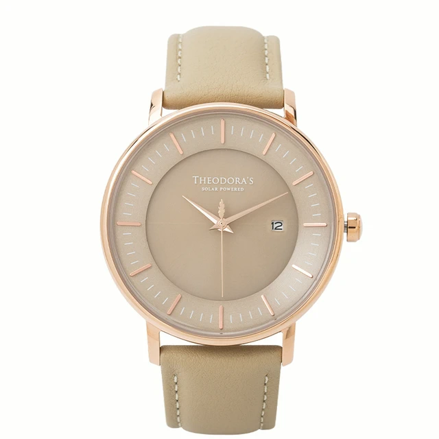 [情侶禮物/生日禮物]【Theodora's】限定禮盒｜Aurora腕錶+替換錶帶2入組-簡約香檳杏-真皮香檳杏 | LINE 禮物