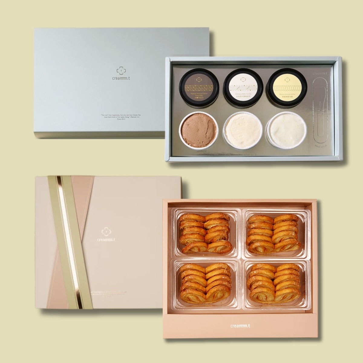 【creammm.t】限定獨家組合 I 經典風味冰淇淋-綜合 + 三溫糖蝴蝶酥20入 | LINE 禮物