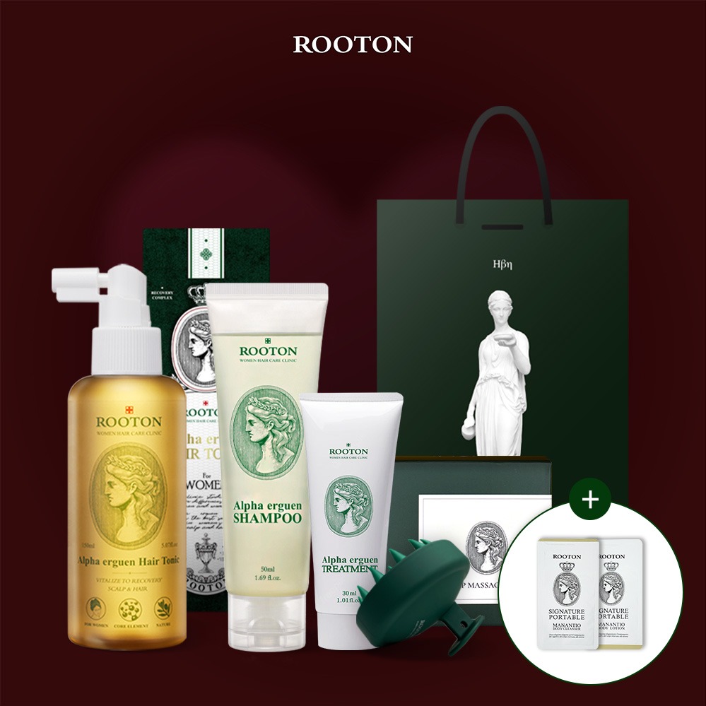 快速出貨【ROOTON】我愛你！甦活植萃髮根噴霧150ml+甦活植萃洗髮精50ml+甦活植萃護髮素30ml+淨粹植潤沐浴膠5mlx2+頭皮按摩梳+女神提袋(LINE獨家情人節禮物) | LINE 禮物