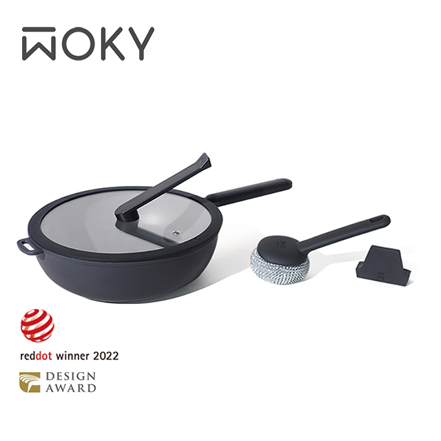 {母親節獻禮}【WOKY 沃廚】恰恰鍋26cm深煎鍋組(含鋼刷、集水器) | LINE 禮物