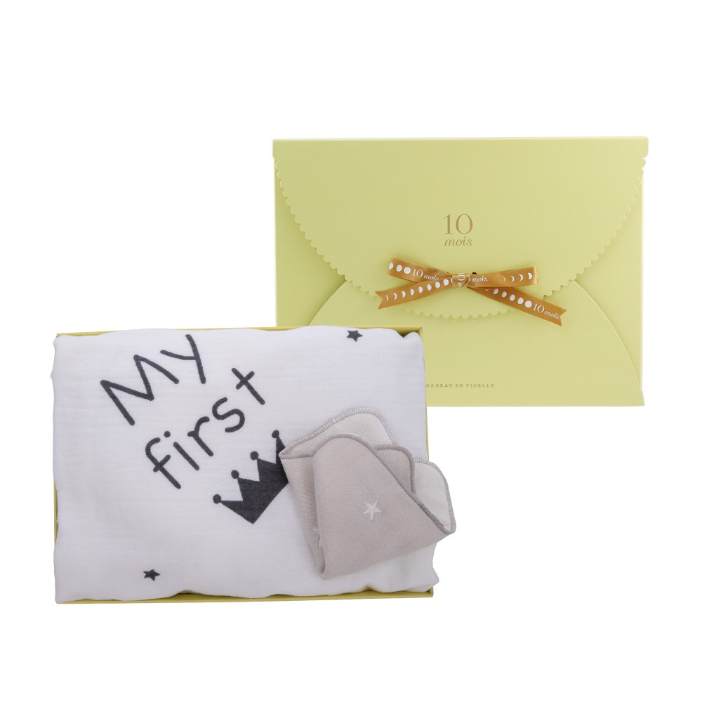 【日本10mois】月桂冠成長紀念浴巾禮盒組 (新生兒禮物/100%純棉日本製) | LINE 禮物