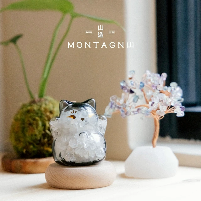 【Montagne 山造】晶運招財貓｜四色可選 粉水晶/綠東陵/白水晶/黃水晶 | LINE 禮物