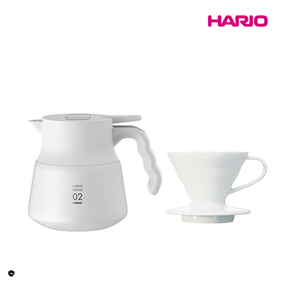 【HARIO】純白系列 V60白色磁石濾杯 + V60不鏽鋼保溫咖啡壺白PLUS /咖啡壺/分享壺/真空壺/不鏽鋼壺/VHS/VHSN/保溫壺 ...