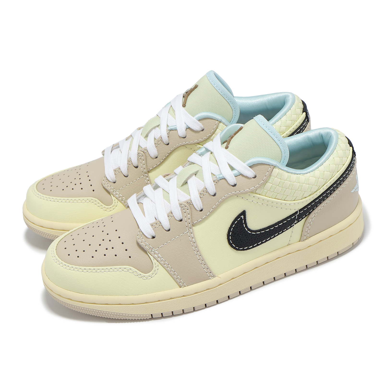 [ACS] Nike 休閒鞋 Wmns Air Jordan 1 Low SE 女鞋 男鞋 椰奶色 黑 AJ1 編織格紋 HQ3440-101 ...