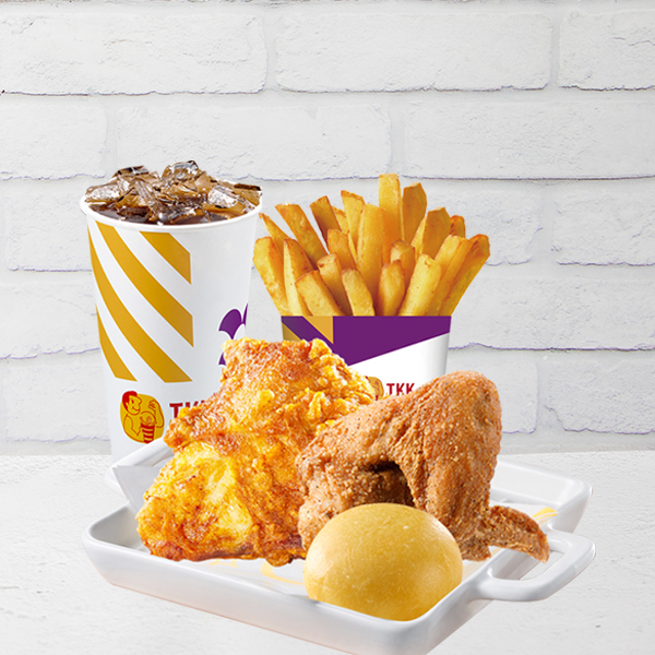 【TKK頂呱呱】辣味炸雞餐(辣味炸雞x1+辣味雞翅x1+甜甜包x1+地瓜薯條x1+35元飲料x1) | LINE 禮物