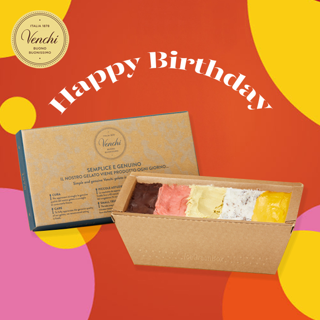 【Venchi】生日快樂｜Gelato家庭裝 義大利冰淇淋1,000克，五種口味｜送禮、儀式感、小心意 | LINE 禮物