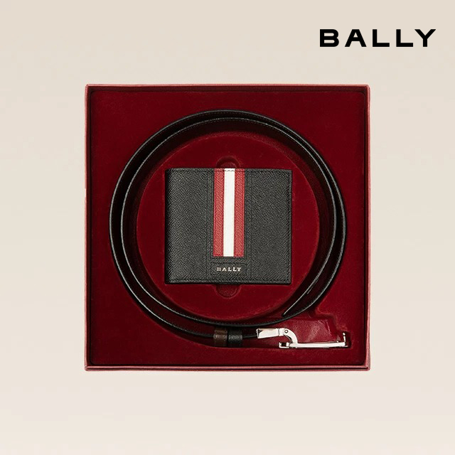 【BALLY】 Bally Gift Box TSP短夾皮帶禮盒組(黑底 Logo 帶扣） | LINE 禮物