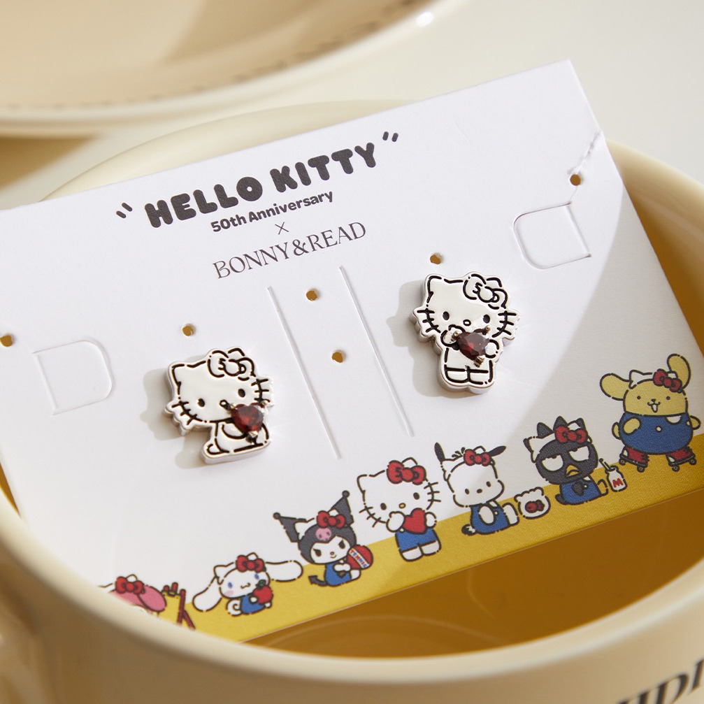 【BONNY&READ飾品】[三麗鷗聯名/銀針] Hello Kitty 之心耳環 S925 聯名款 心動送禮 | LINE 禮物