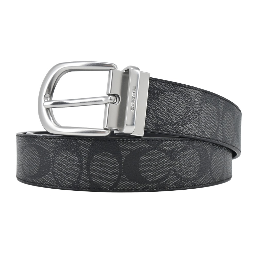 [平輸版]COACH PVC 滿版兩用男士皮帶(黑)真品平輸 | LINE 禮物