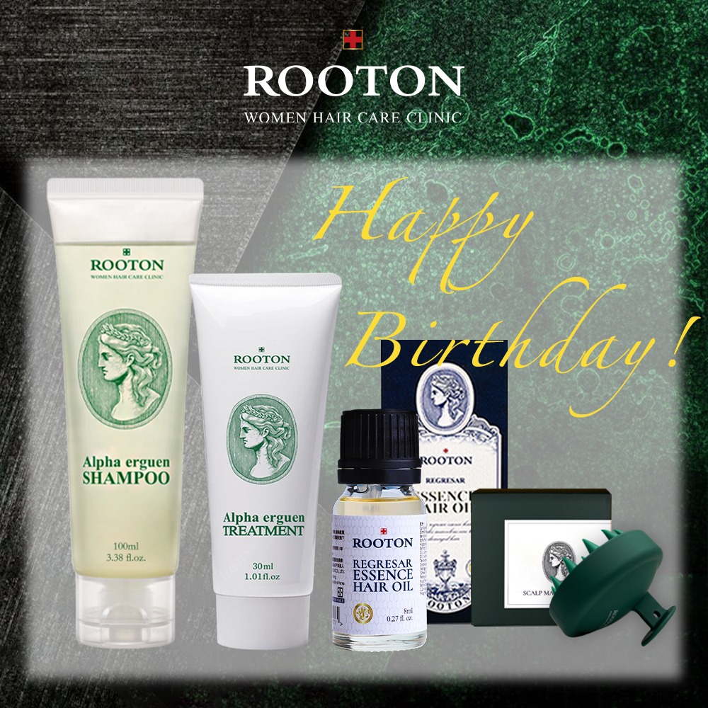 【ROOTON】生日快樂！頭皮按摩梳+甦活植萃洗髮精70ml+甦活植萃護髮素30ml+喚活極萃雙效修護髮油8ml (獅子座生日禮物) | LINE 禮物