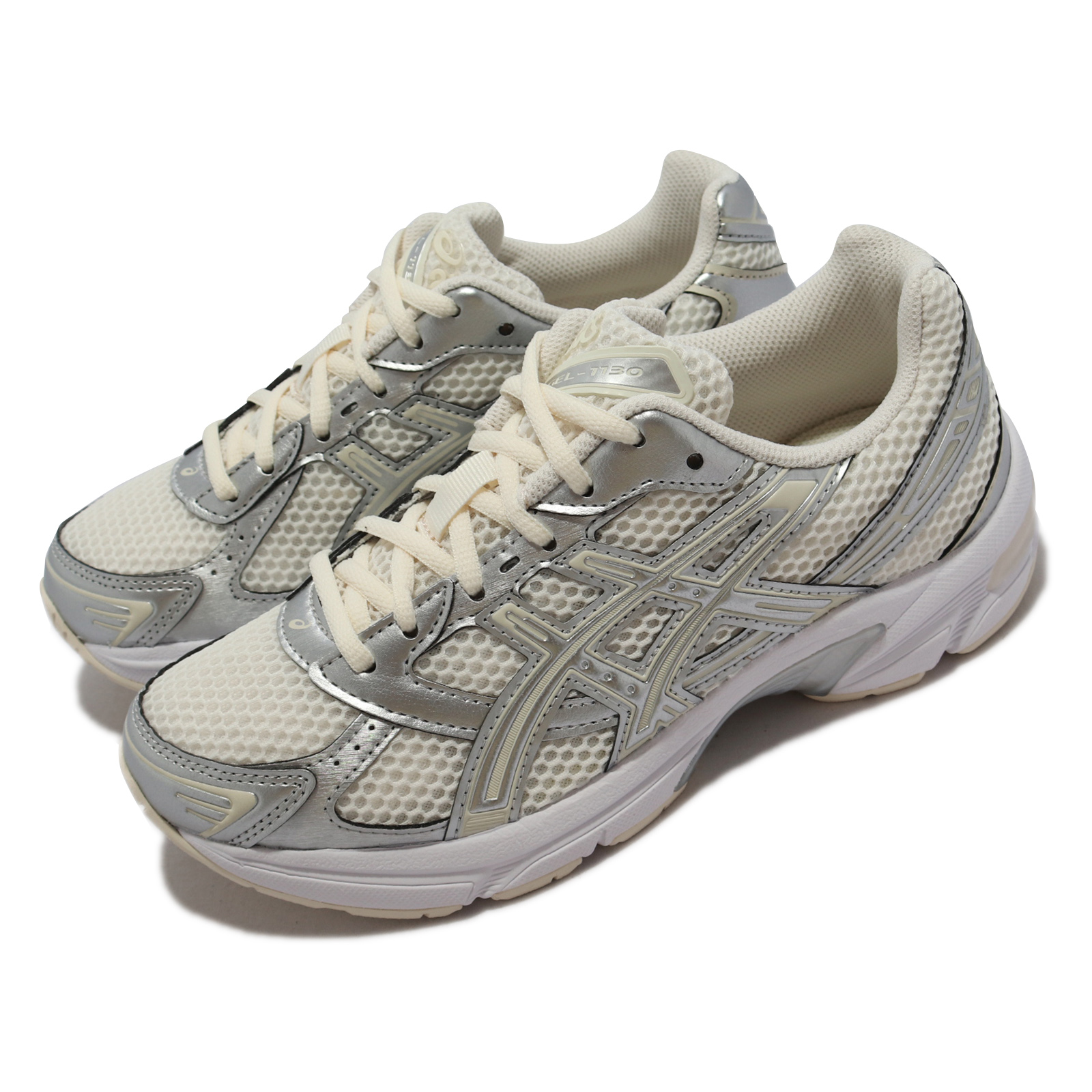 [ACS] Asics 復古慢跑鞋 GEL-1130 女鞋 象牙白 銀 亞瑟膠 大網眼 運動鞋 AT 亞瑟士 1202A164-107 ...