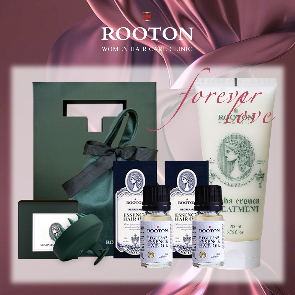 【ROOTON】七夕告白禮！頭皮按摩梳+甦活植萃護髮素200ml+喚活極萃雙效修護髮油8ml x2+束口袋+提袋 (七夕情人節禮物) | LINE 禮物