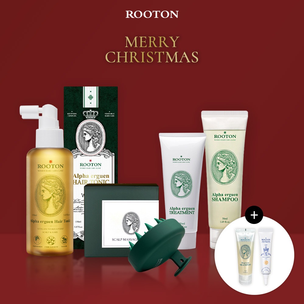[活動限定優惠賣場]🚚快速出貨【ROOTON】聖誕節快樂！甦活植萃髮根噴霧150ml+洗髮精50ml+護髮素30ml+喚活洗髮精70ml+洗護髮安瓶 15ml+頭皮按摩梳+ 提袋(聖誕禮物 ...