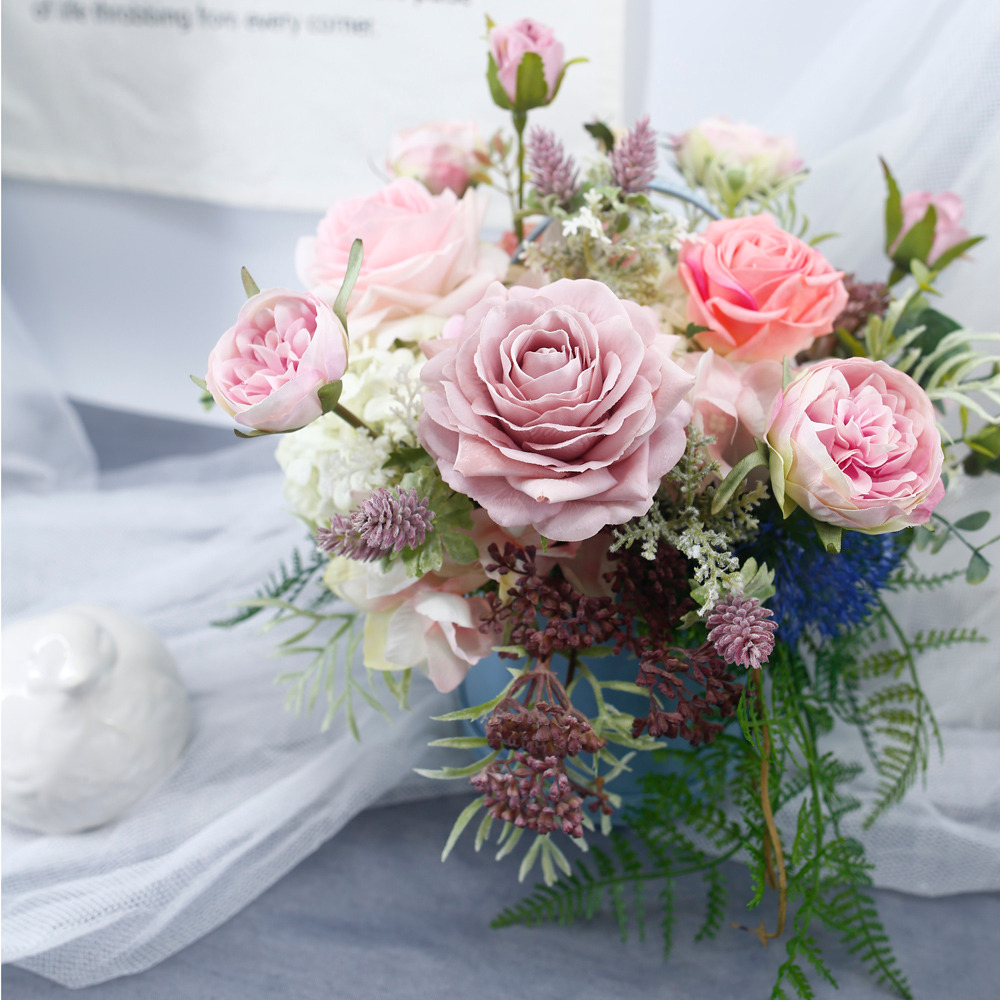 浪漫唯美【榆果傢飾 】庭園玫瑰法式提籃香氛花藝｜進口擬真花｜永不凋零｜花禮 | 佈置 | 人造花 | LINE 禮物