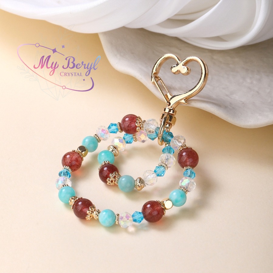 【My Beryl 水晶】天河石 × 草莓晶｜勇氣與甜蜜能量守護吊飾 | LINE 禮物