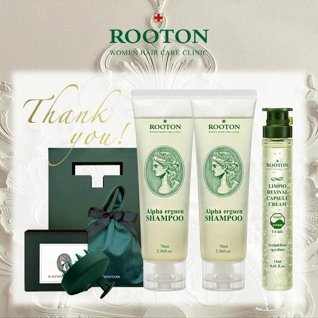 【ROOTON】感謝有你！頭皮按摩梳+甦活植萃洗髮精70ml x2+奇蹟復甦精萃綠瓶13ml x1+束口袋+提袋 （閨密閨蜜友誼友情心意禮物）（畢業禮物） | LINE 禮物