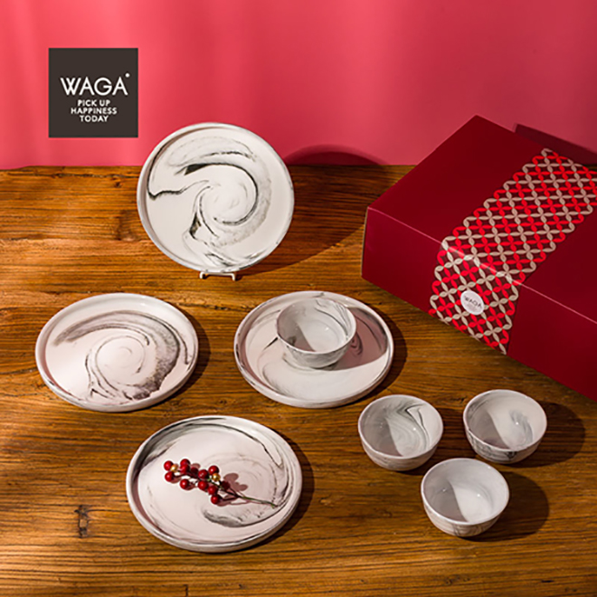 WAGA 墨黑雲紋餐具禮盒｜八件組 | LINE 禮物