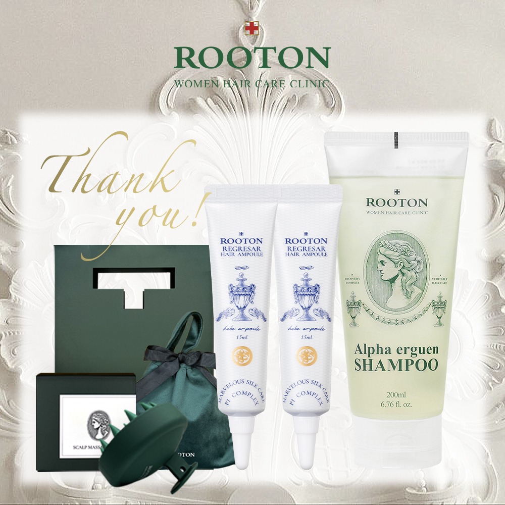 【ROOTON】感謝有你！頭皮按摩梳+甦活植萃洗髮精200ml+喚活修護免沖洗護髮安瓶 15ml x2+束口袋+提袋 (LINE禮物獨家) | LINE 禮物