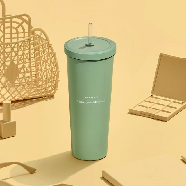 【Oolab良杯製所】850ml 莫蘭迪系列 二代不鏽鋼吸管杯 - 白玉抹茶 | LINE 禮物