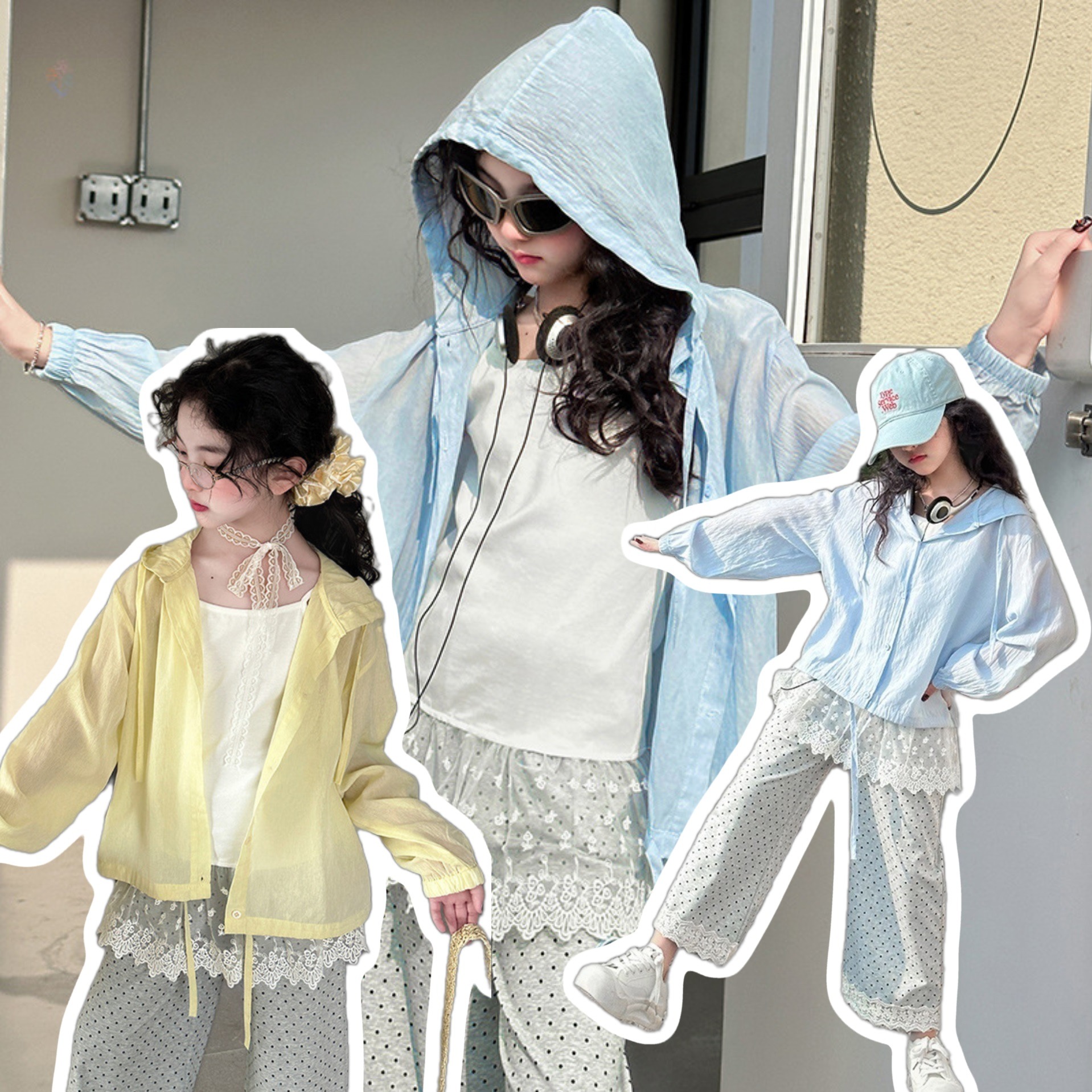 【批發】女童夏季新款洋氣背心中大童連帽外套薄款【C1121】 | LINE官方帳號開店幫手