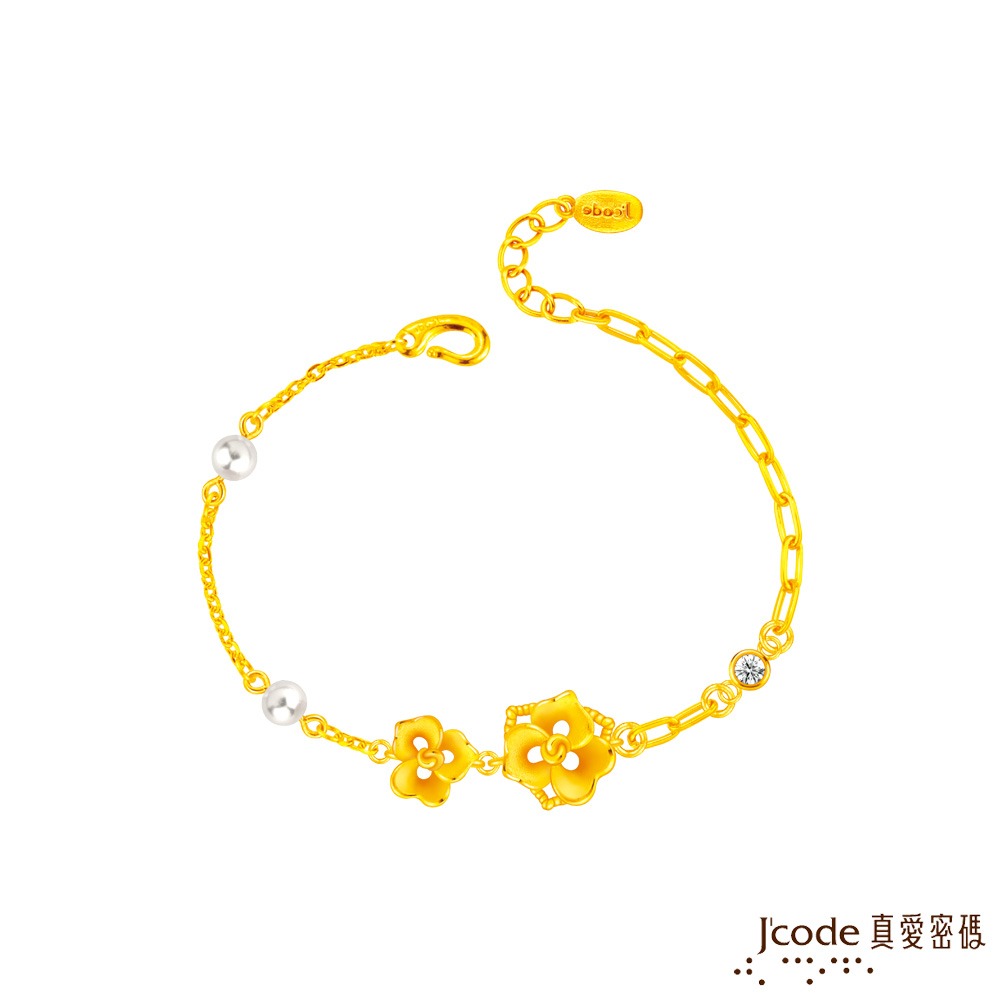 【J'code真愛密碼金飾】晶珠花影硬金手鍊 | LINE 禮物